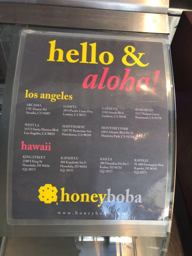 Menu at Honey Boba pub & bar, Rosemead, Walnut Grove Ave Ste 500