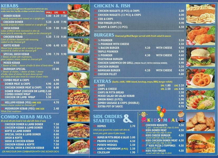 Menu at Barnham Kebab & Pizza House, Bognor Regis