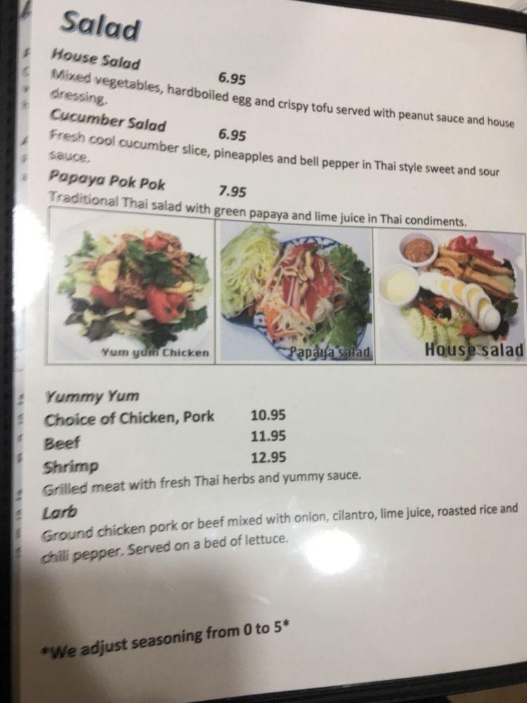 Menu at Thai Food Restaurant, Lake Havasu City
