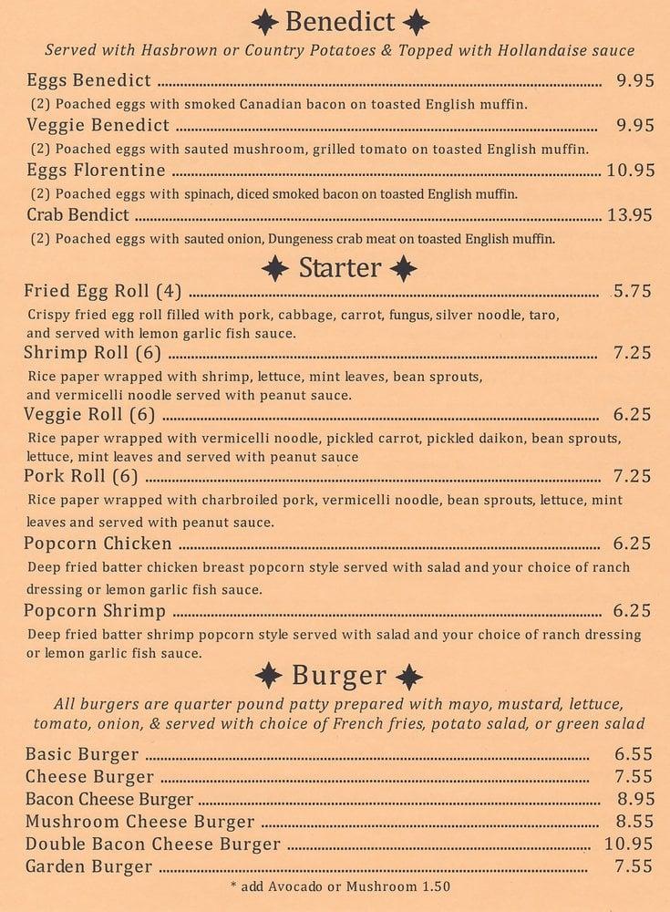 Menu at Darren's Café cafe, San Francisco