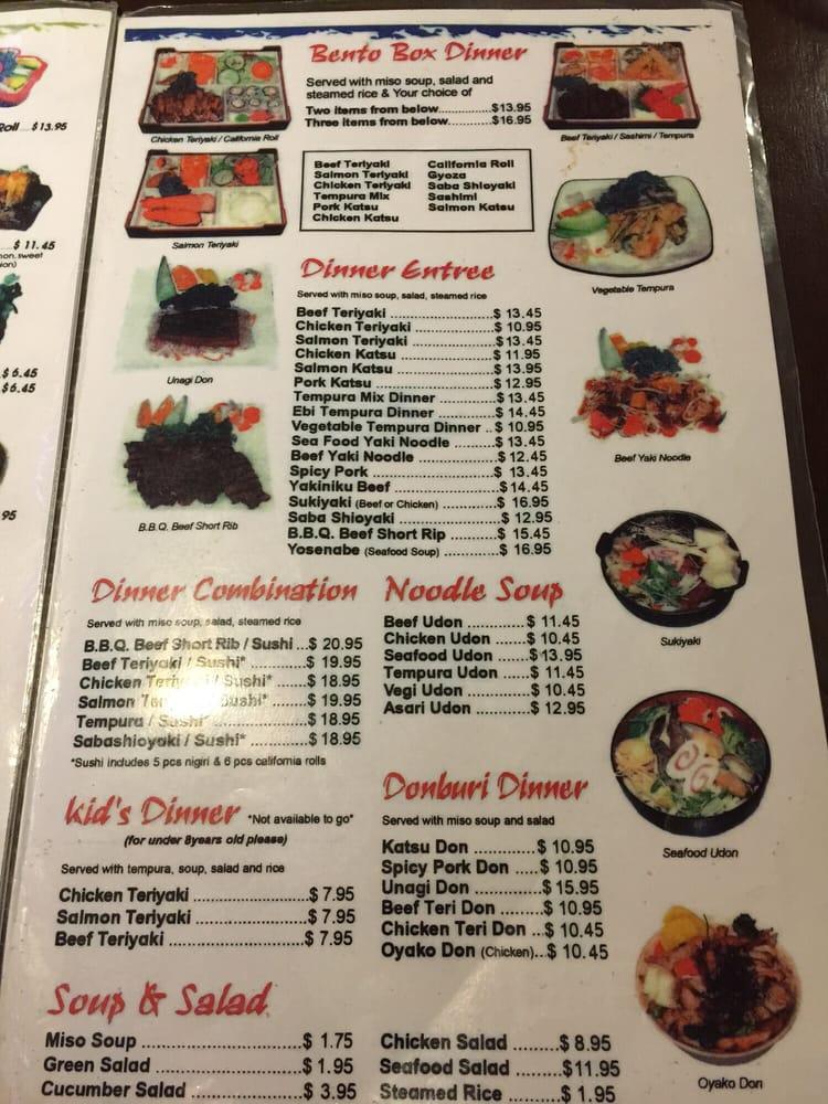 Menu at Kaki Sushi restaurant, Pleasanton