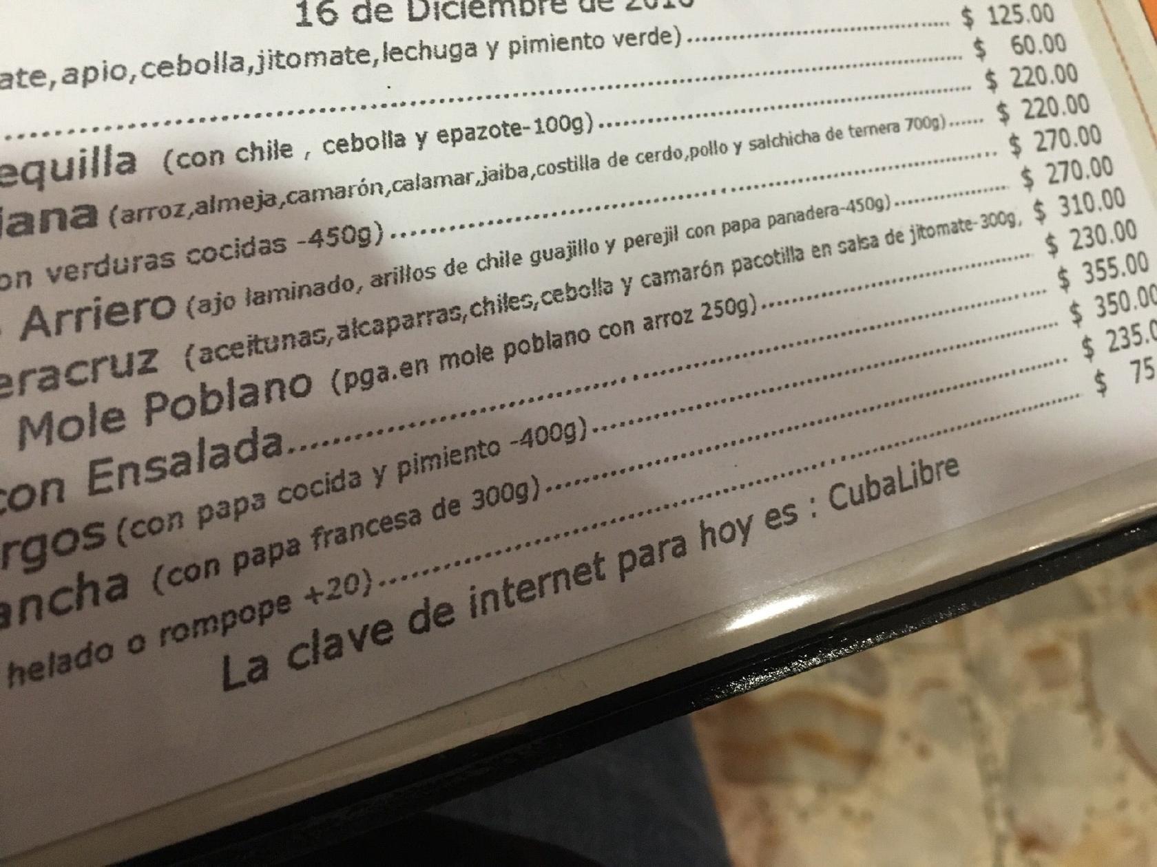 Carta de Restaurant Bar Nuevo León, Ciudad de México, Avenida Nuevo ...