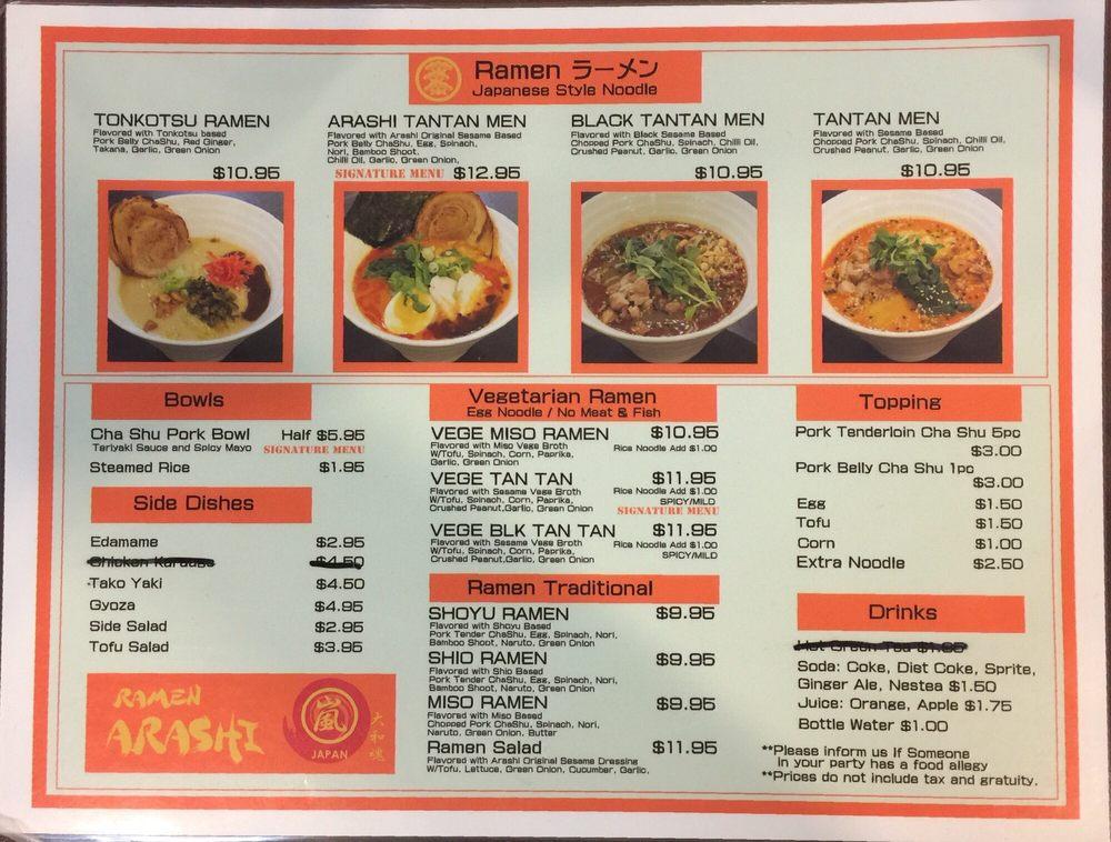 Menu at Ramen Arashi Banff restaurant, Banff