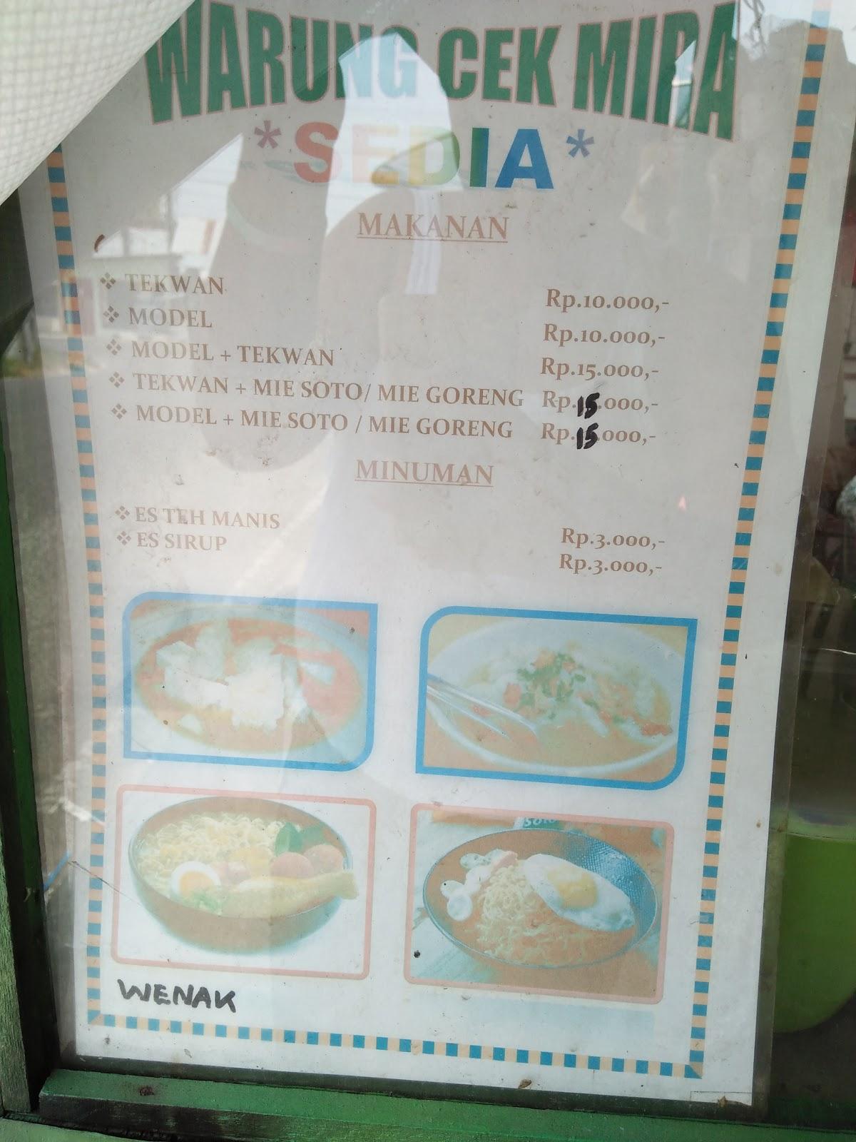 Menu at Tekwan Model Cek Mira restaurant, Tanjung Pandan, 7JGM+HC2
