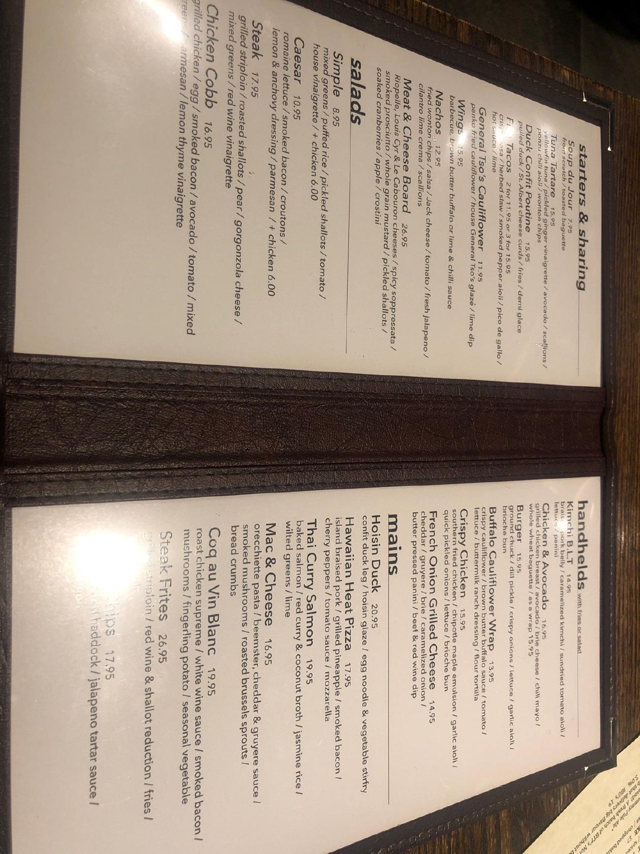 Menu at The Brig Pub, Ottawa, 23 York St