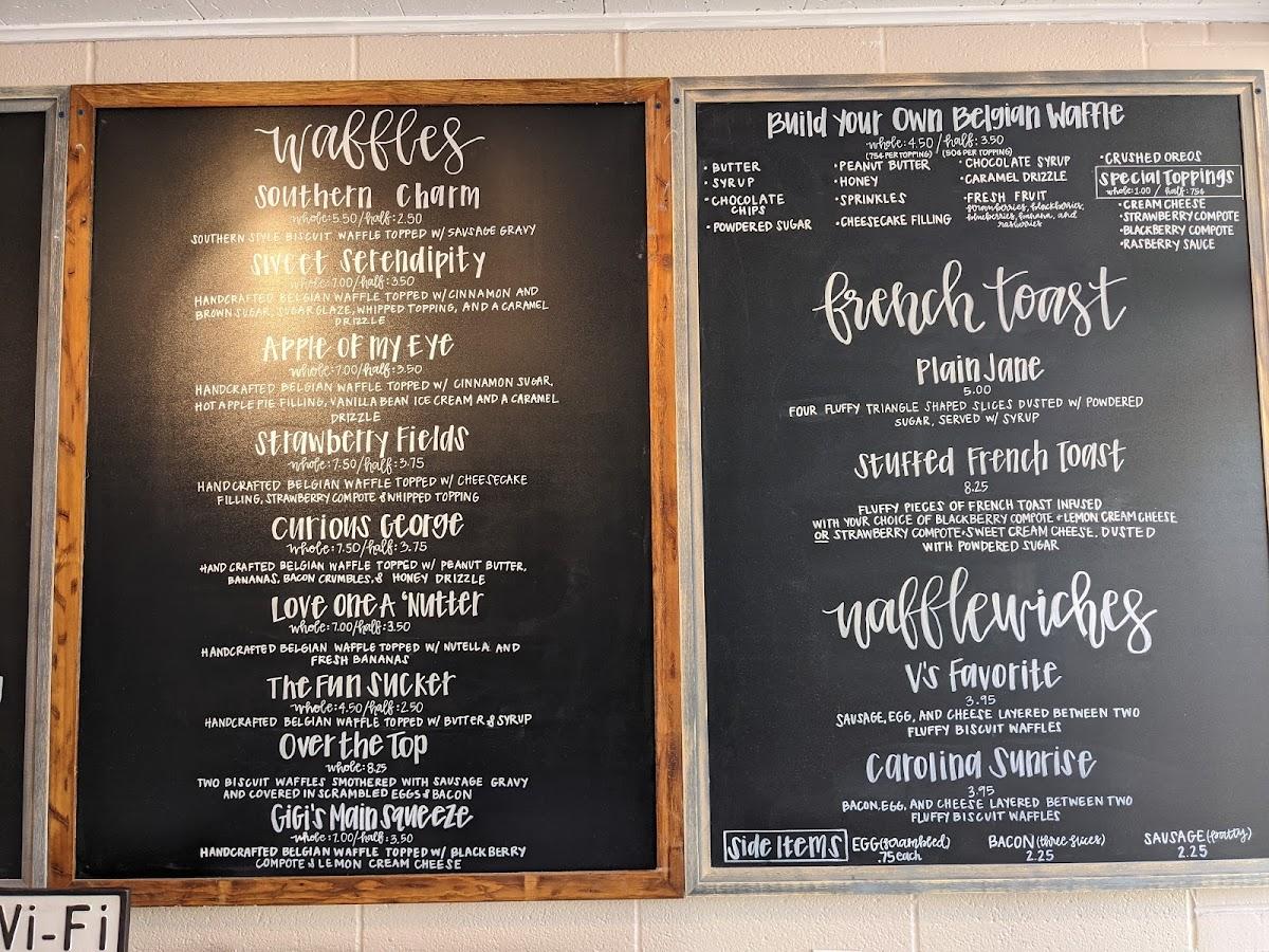 Menu at The Factory cafe, Lexington
