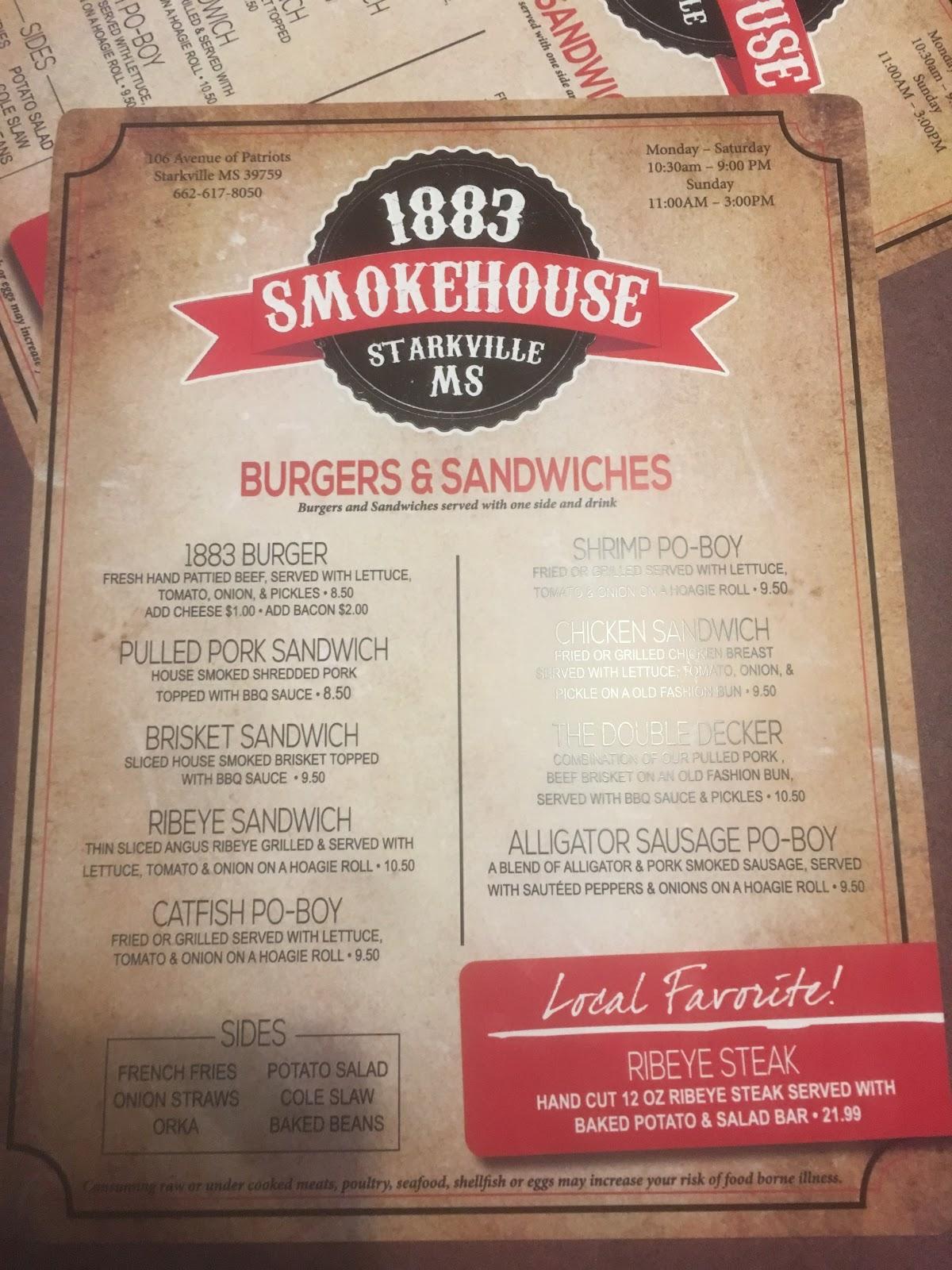 Menu at 1883 Smokehouse - Mobile BBQ, Starkville