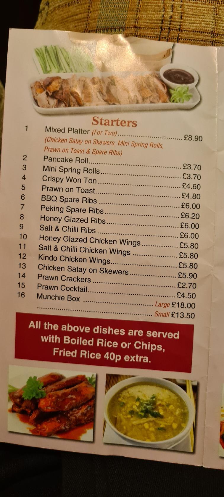 Menu at Dennis's Chinese Takeaway fast food, Inverness