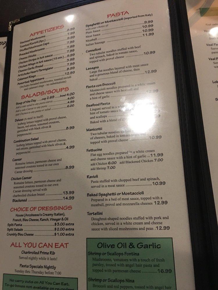 Menu at Domenico's Italian Restaurant, Osage Beach
