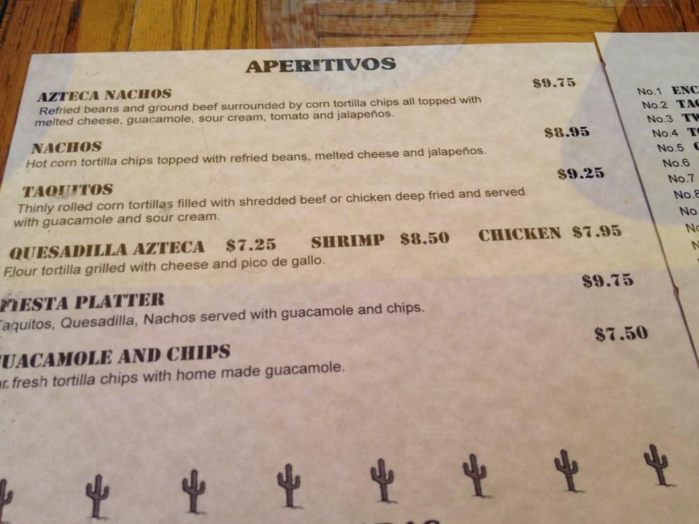 Menu at El Azteca Restaurant, Fairfield