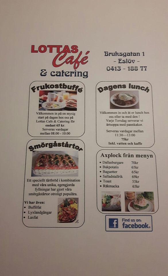 Menu at Lotta Fälts Café & Catering restaurant, Eslöv