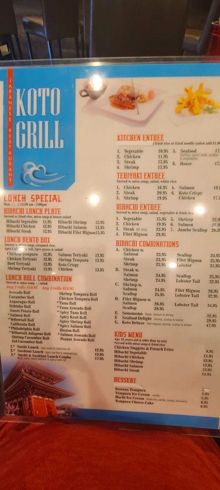 Menu at Koto Grill Sushi & Hibachi restaurant, Fort Myers