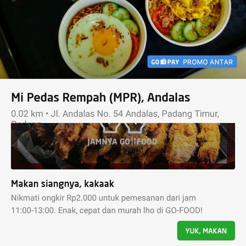 Menu at Mi Pedas Rempah (MPR) cafe, Padang