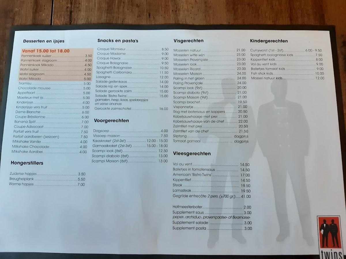 Menu at Twins, Nieuwpoort