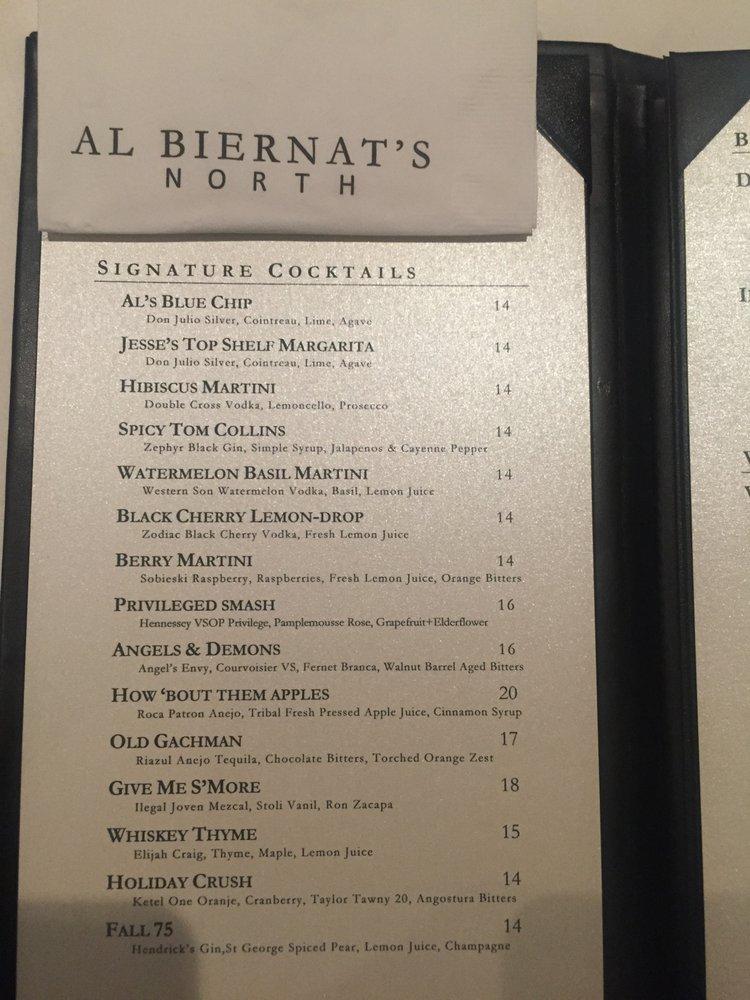 Menu at Al Biernat's North pub & bar, Dallas