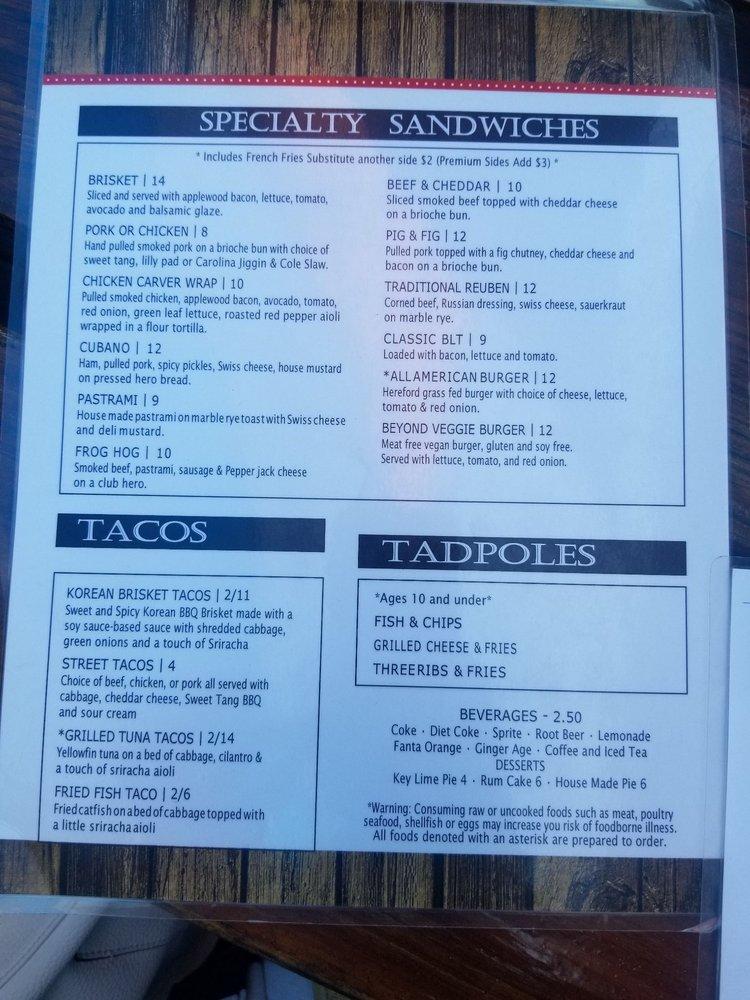 Menu at Froggie’s pub & bar, Virginia Beach