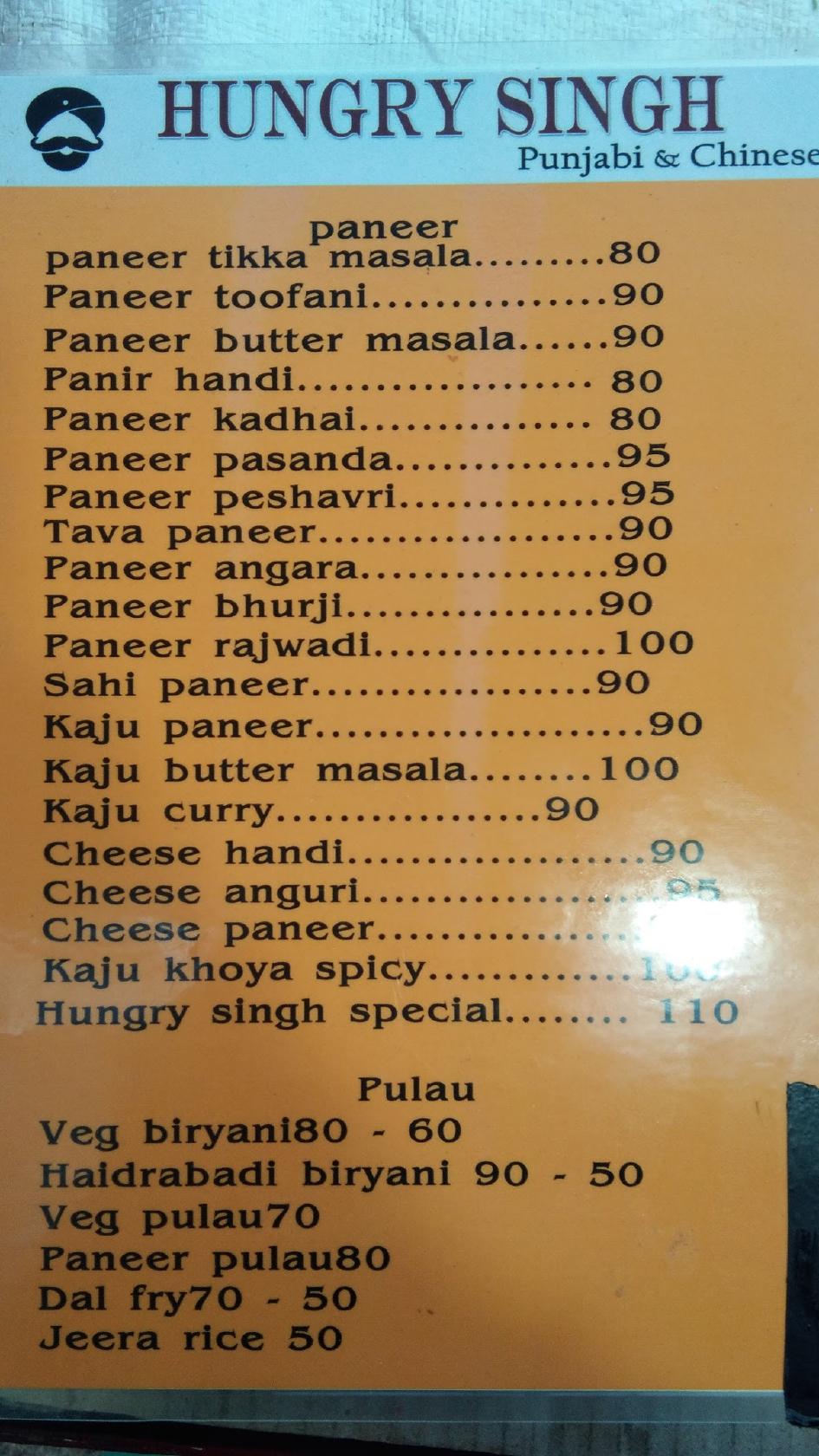 Menu at HUNGRY SINGH PUNJABI & CHINESE FOOD, Jamnagar