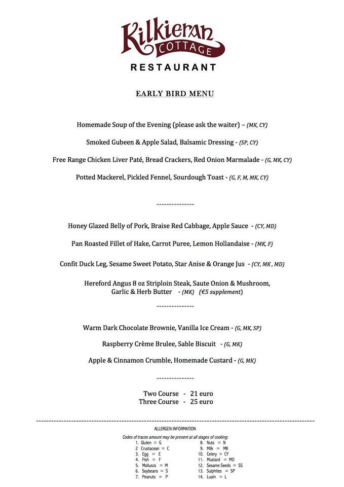 Menu at Kilkieran Cottage Restaurant, Ireland