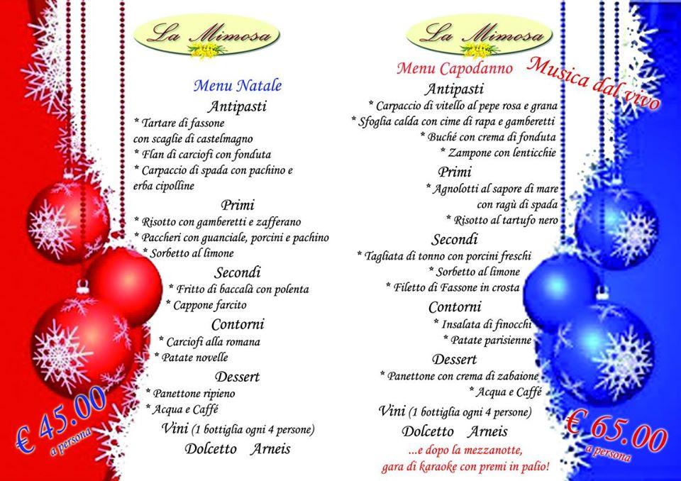 Menu da La Mimosa ristorante, Collegno