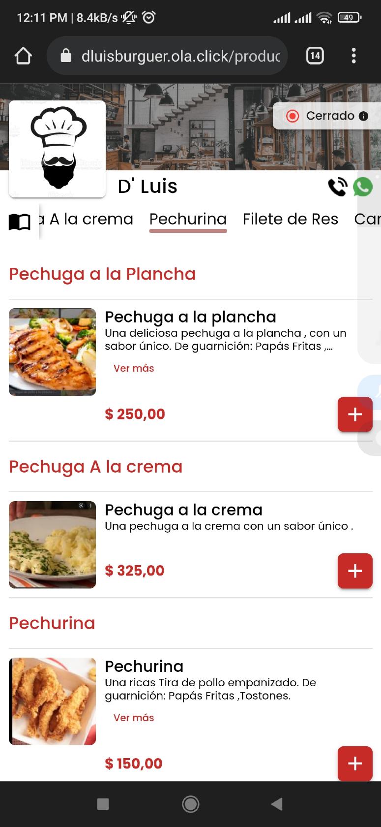 Menu at Luis's kitchen restaurant, Santiago De Los Caballeros