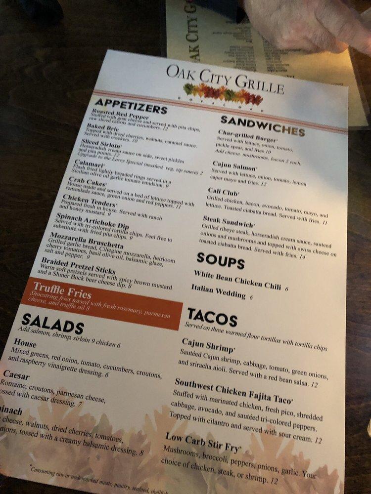 Menu at Oak City Grille steakhouse, Royal Oak