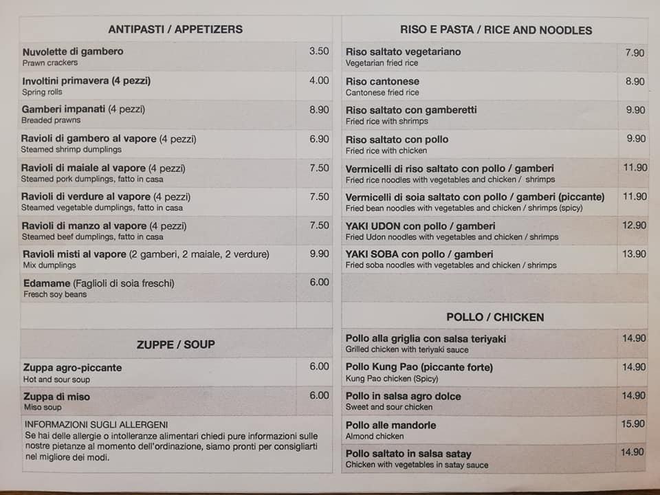 Menu at Rice Go Asian Take Away, Lugano