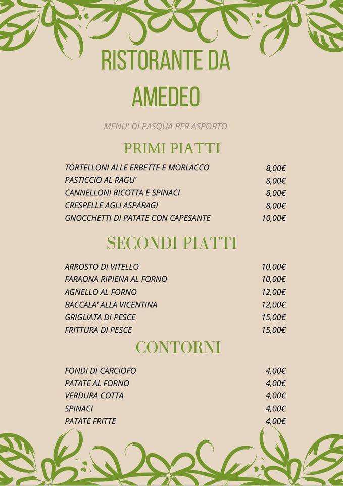 Menu da Ristorante Pizzeria Da Amedeo, San Giorgio delle Pertiche