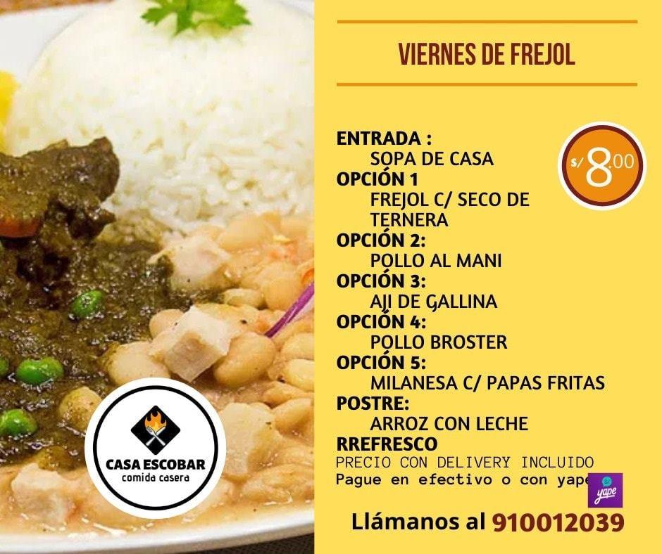 Menu at Casa Escobar, Ayacucho