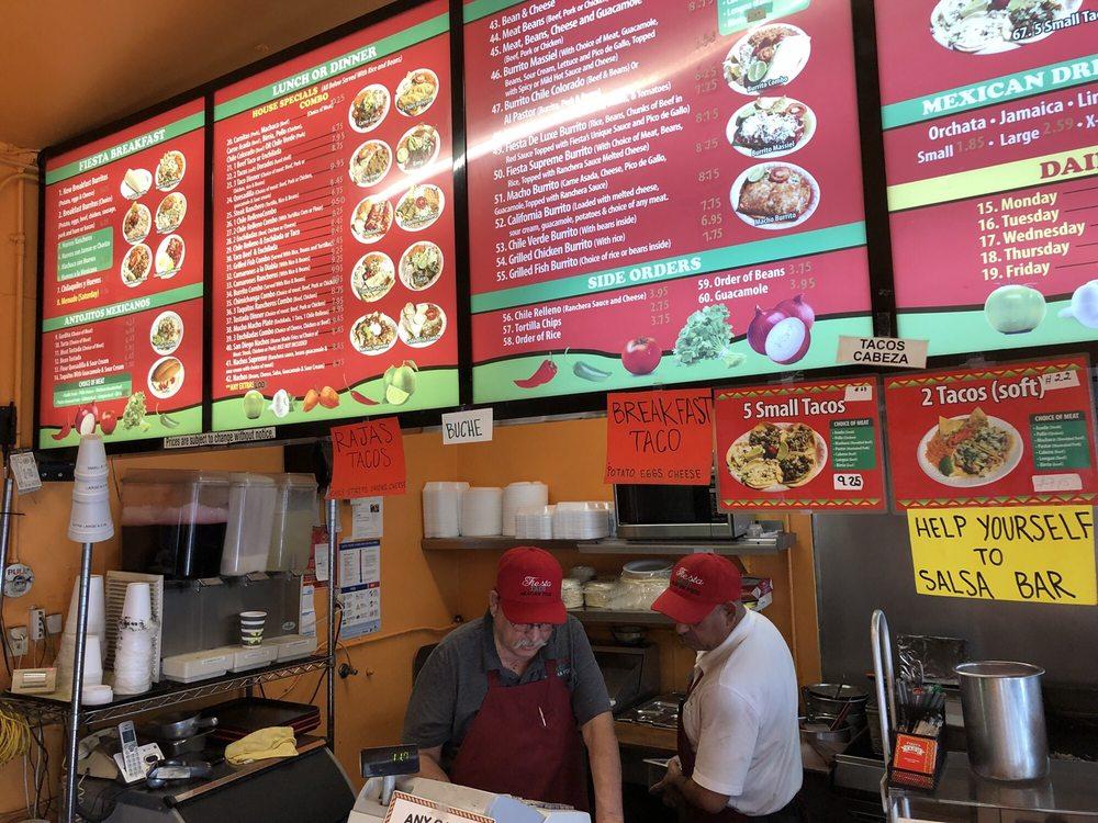 Menu at Fiesta Taco restaurant, Burbank