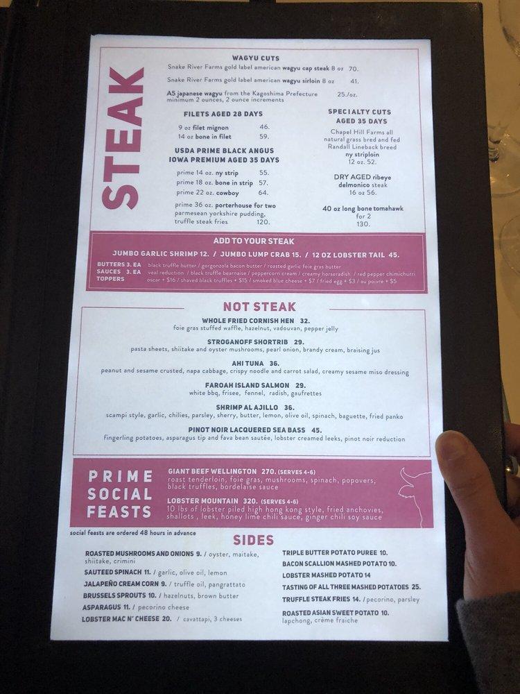Menu at 677 Prime steakhouse, Albany