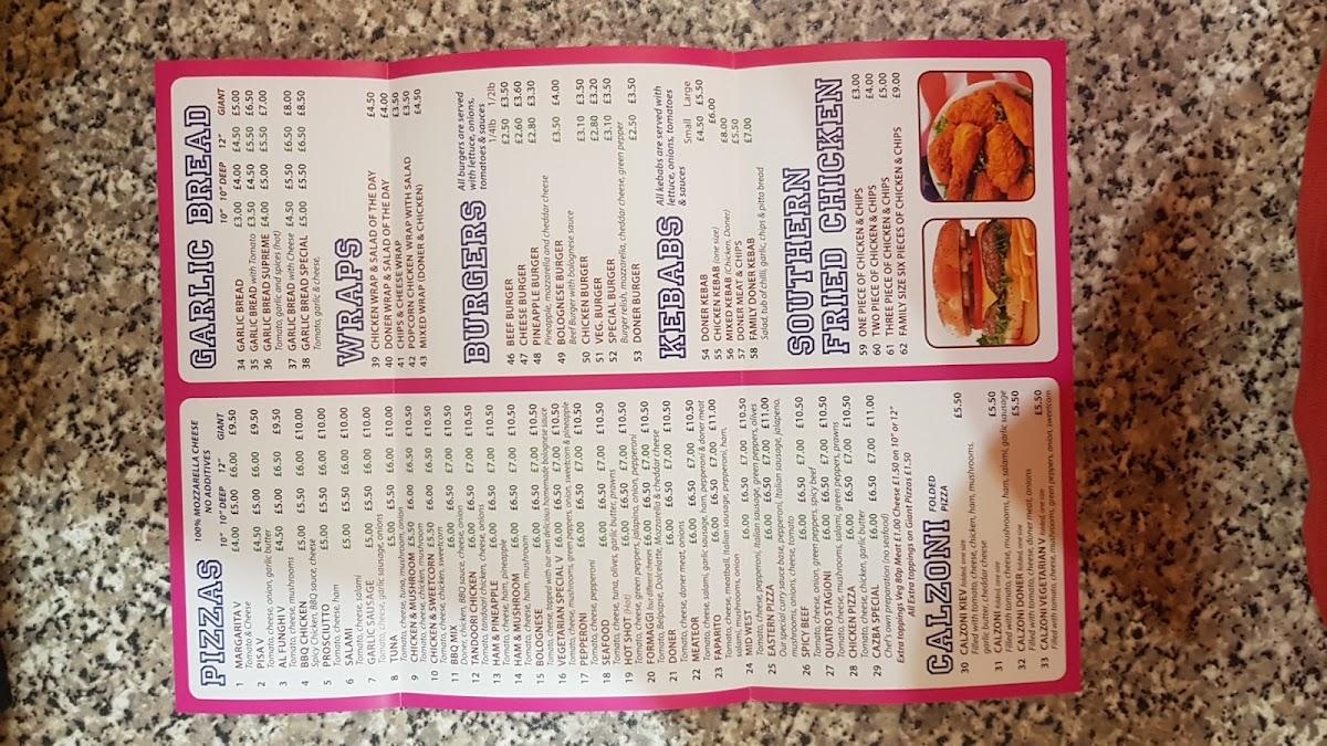 Carta del restaurante Cazba, Kingston Upon Hull
