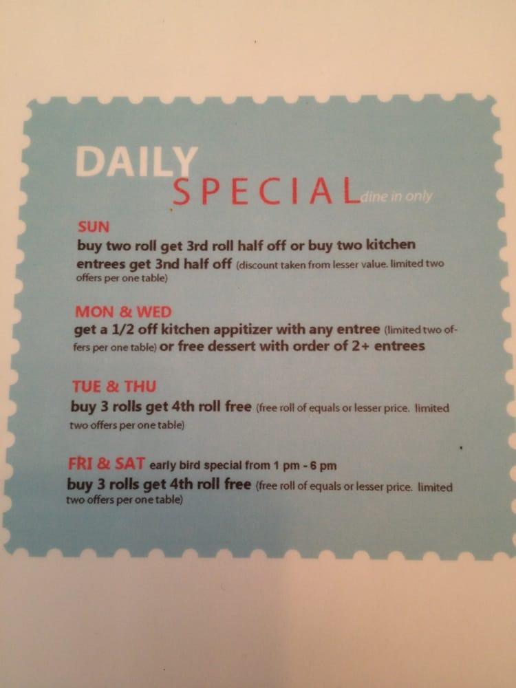 Menu at Dib Sushi Bar and Thai Cuisine, Chicago