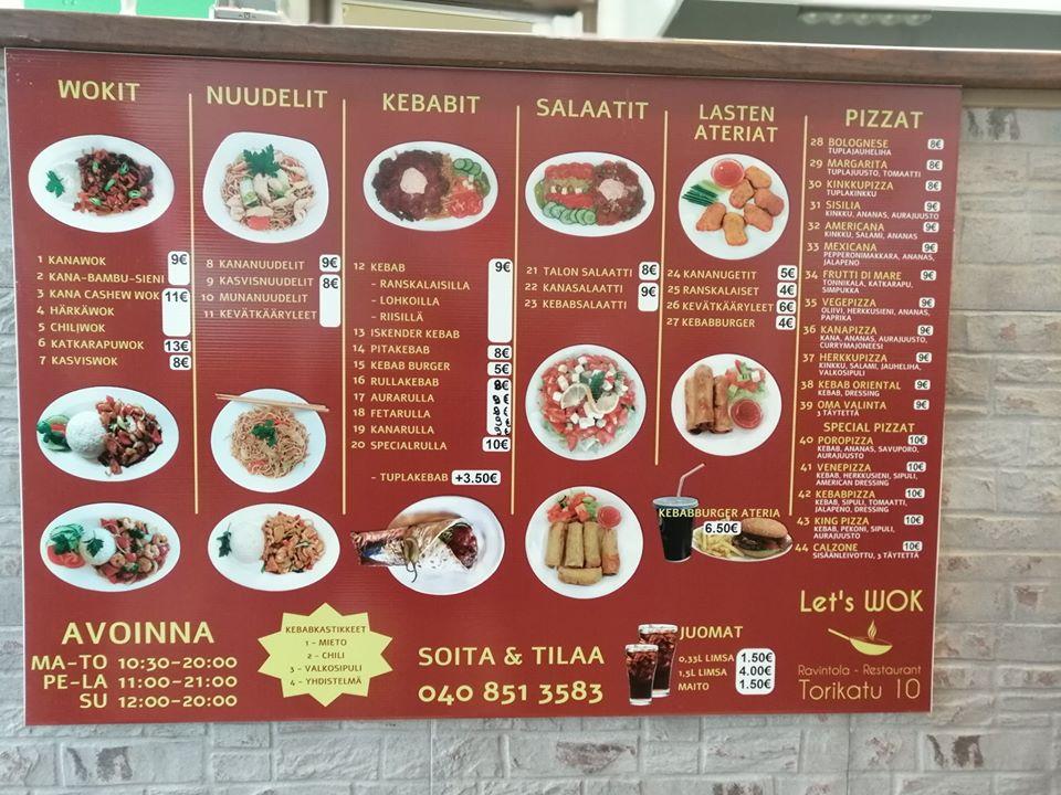 Menu at Let´s Wok restaurant, Tornio