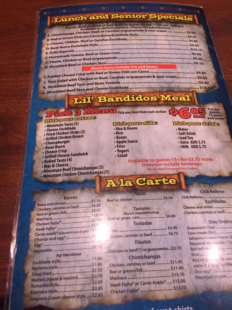 Menu at Manuel's Mexican Restaurant & Cantina, Scottsdale, E Mountain ...