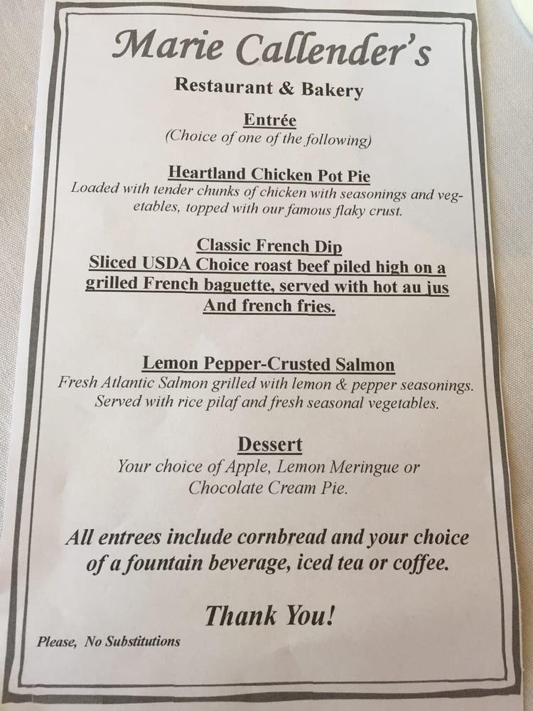 Menu at Marie Callender's Restaurant & Bakery, City of Industry