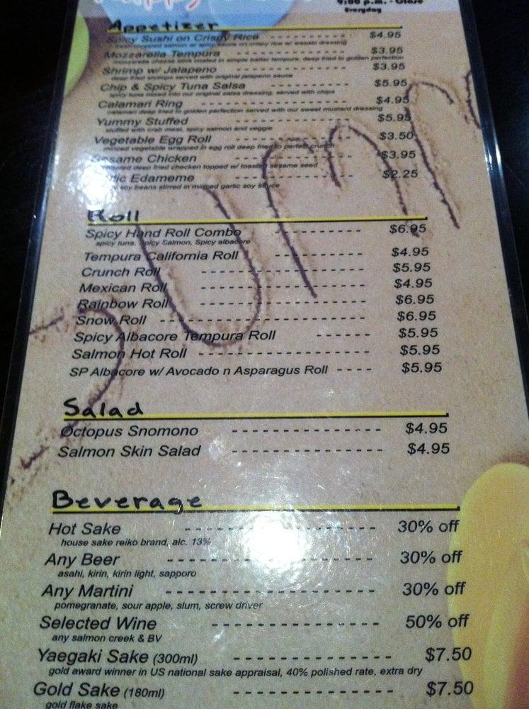 Menu at Sumo Japanese Restaurant, Ventura, S Victoria Ave