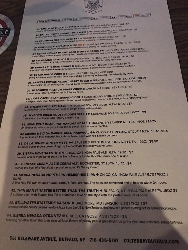 Menu at Colter Bay pub & bar, Buffalo