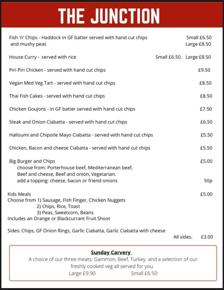 Menu at Junction Pub, St Helens, 102 News Ln