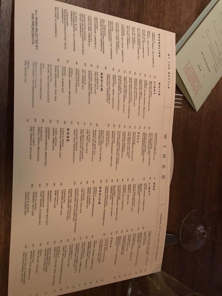 Menu at Scampi restaurant, New York City