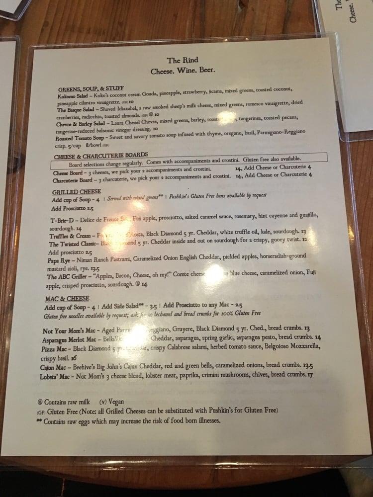 Menu at The Rind pub & bar, Sacramento, L St #40