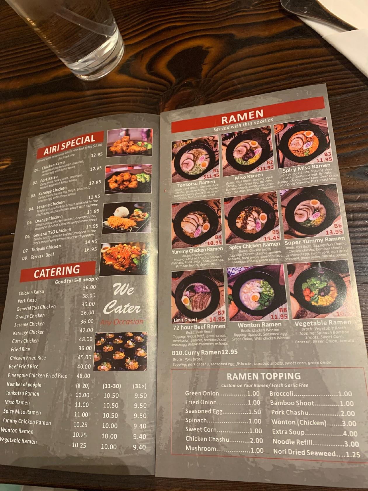 Menu at Airi Ramen pub & bar, Cypress