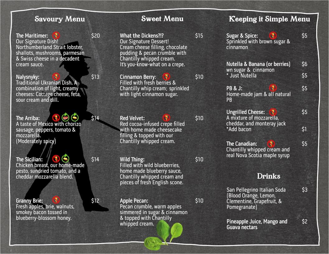 Menu at Crepe Expectations - Crepes and CoatTails restaurant, Pictou