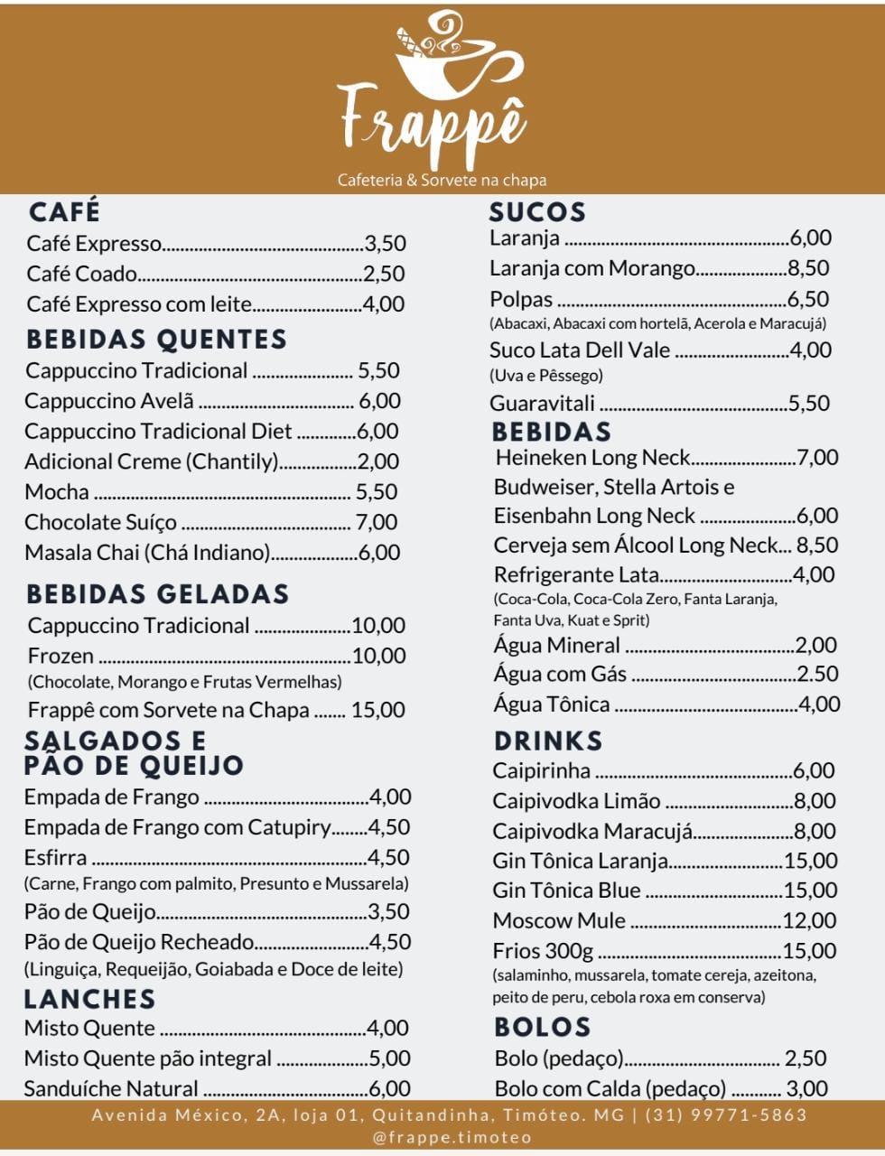 Menu em Frappê - Cafeteria & Sorvete Na Chapa, Ipatinga