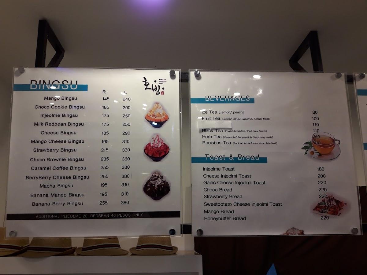 Carta de Hobing Korean Dessert Cafe, Taguig, 3rd Floor