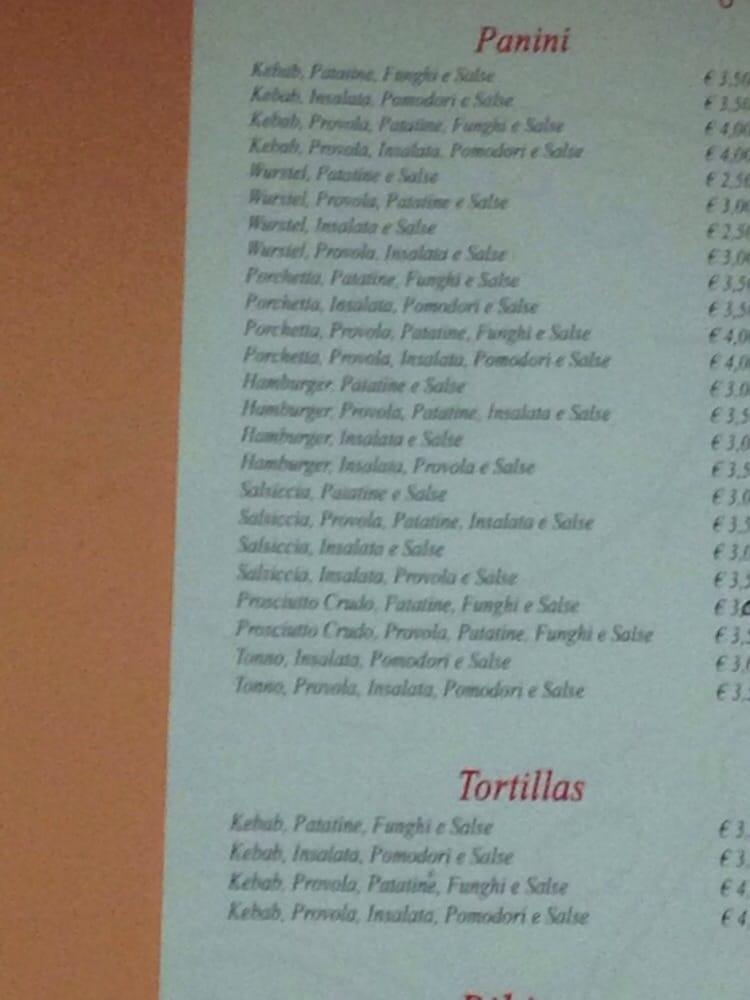 Menu at Kebab Paninoteca da Olga, Scafati