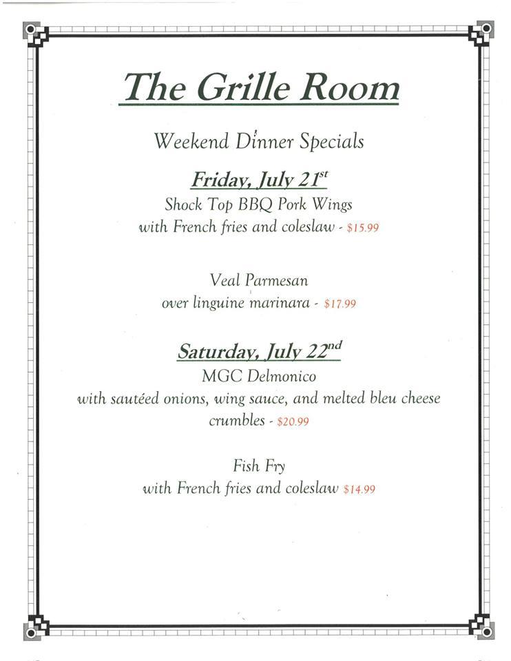 Menu at Malone Golf Club & Grille Room, Malone