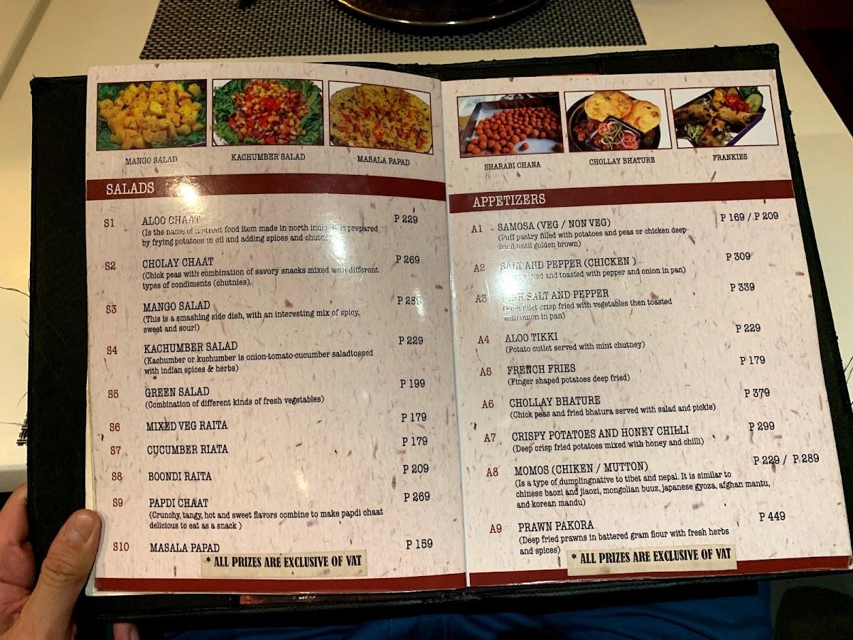 Menu at Royal Indian Curry House restaurant, Makati, General Luna