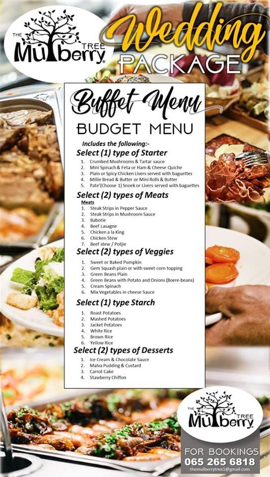 Menu at The Mulberry Tree restaurant, Pretoria