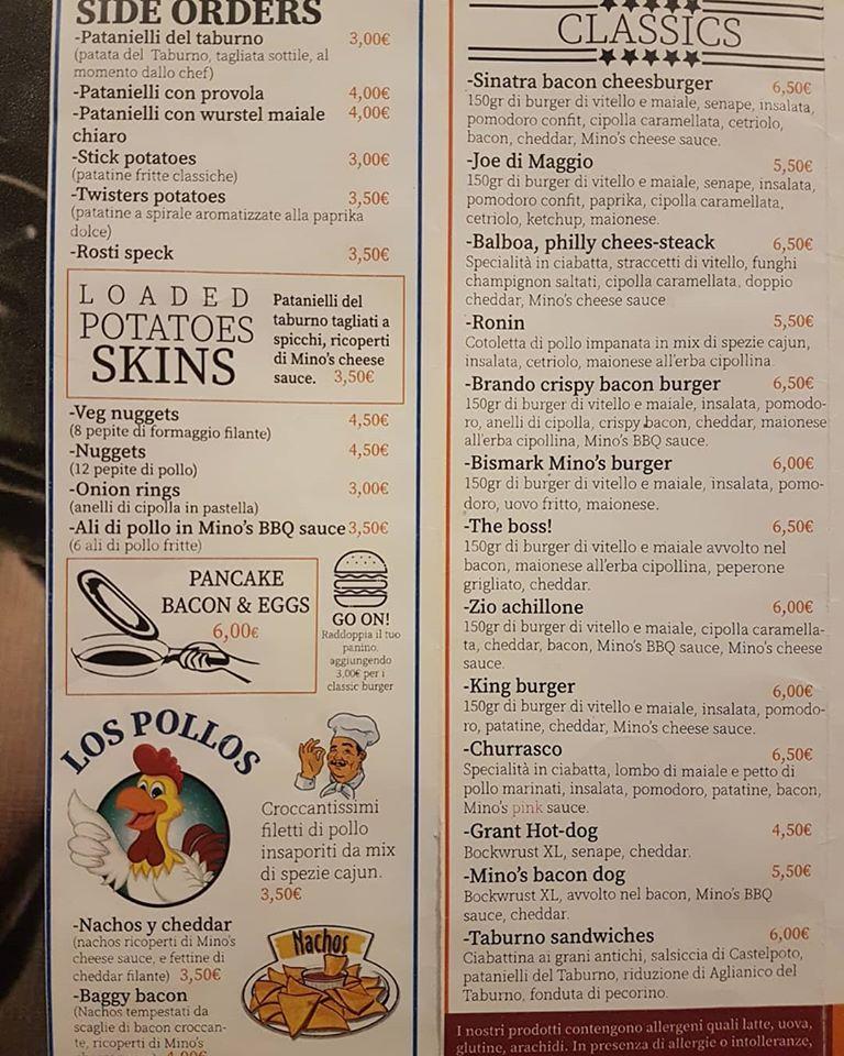 Speisekarte von Da Minos pub & Bar, Benevento