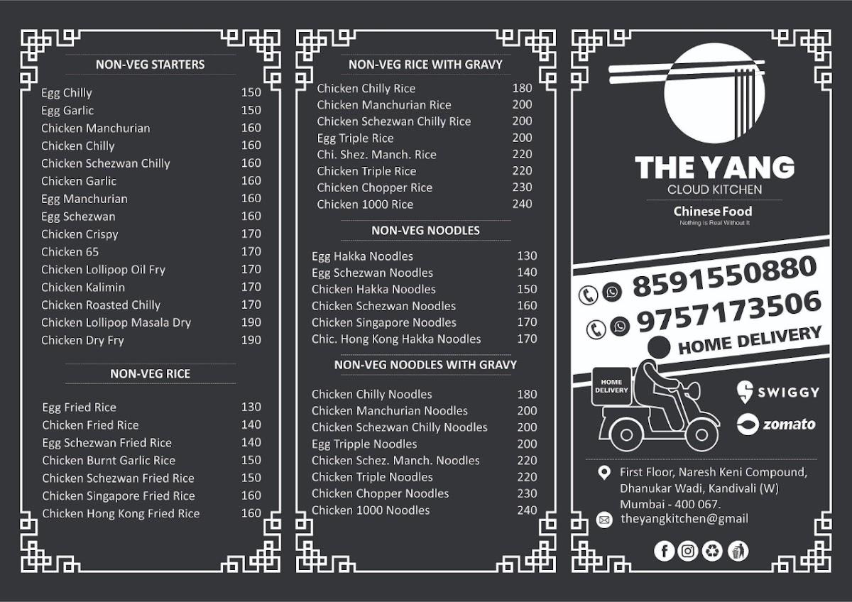 Menu at The Yang Cloud Kitchen, Mumbai